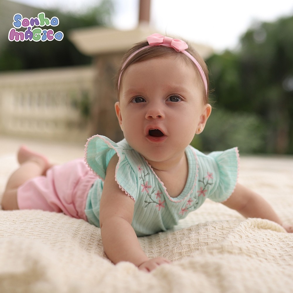 Sonho Mágico Moda Bebê | CONJUNTO MALHA TRAB. / SUEDINE FLOWER